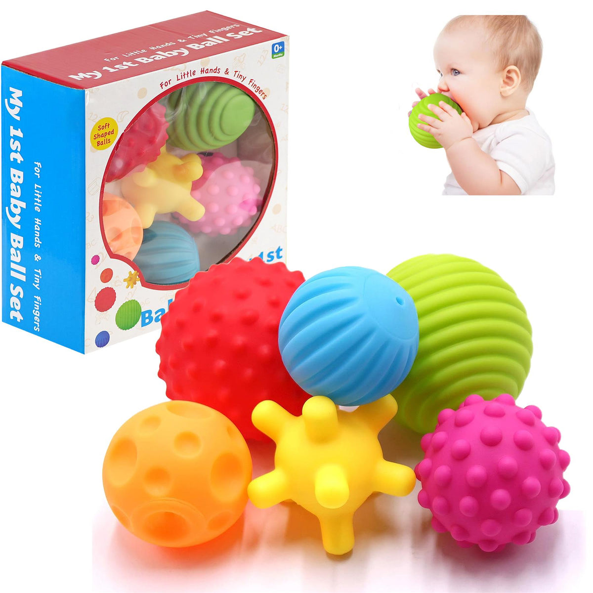 First Baby Ball Set for Sensory Exploration with 6 Textured Balls ...