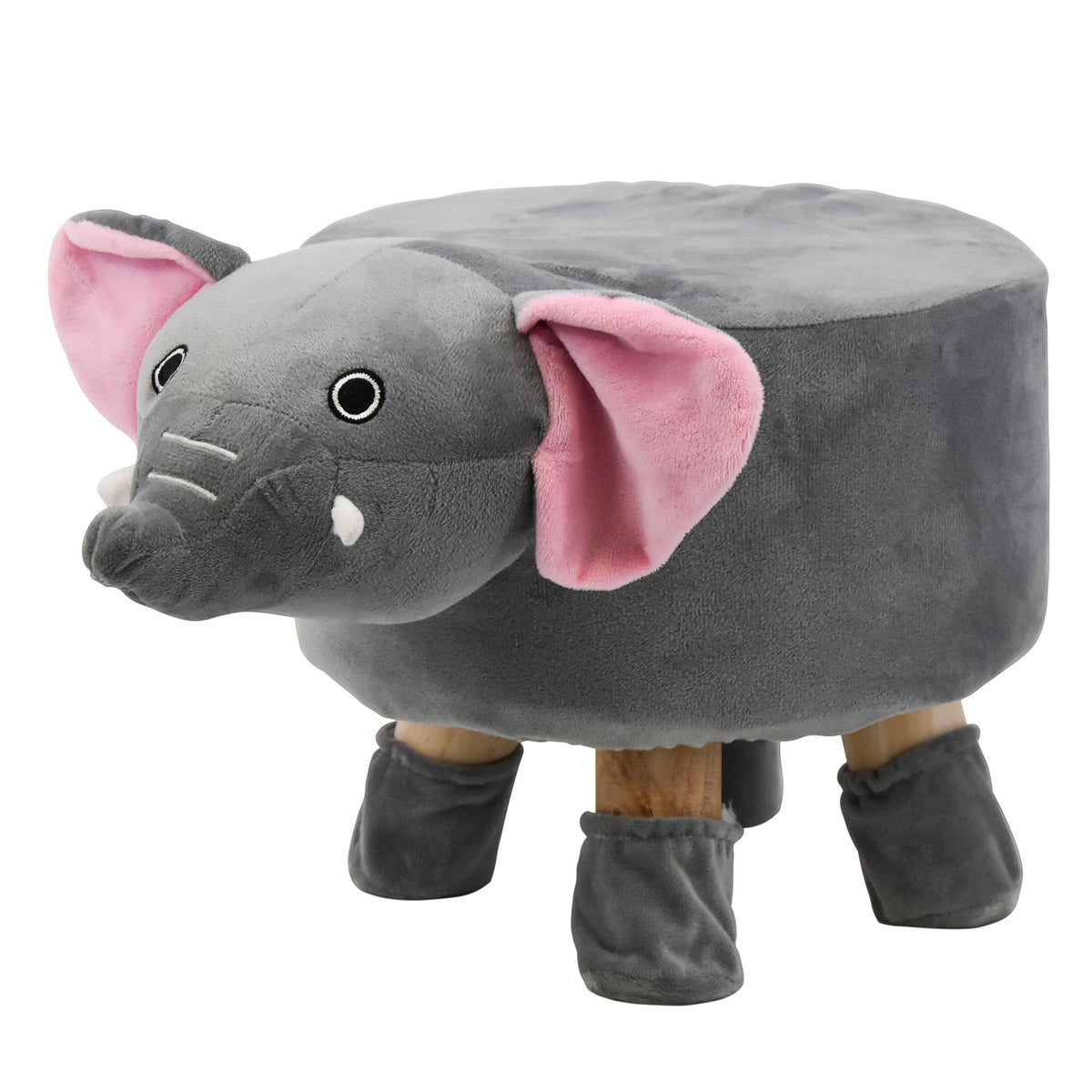 Kids Round Wooden Elephant Footstool for Kids and Adults, Modern Decor ...