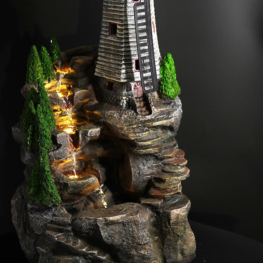 Windmill Water Feature Outdoor With LED by GEEZY | UKBuyZone – UKbuyzone