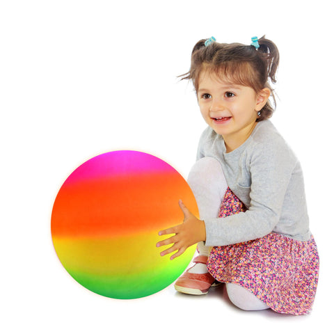 Giant Neon Rainbow Playground Ball for Kids Ages 3 - 18 Inch Bouncy Fun ...