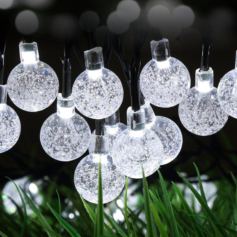 Solar Powered White Led String Lights In Crystal Balls Design - Lights ...